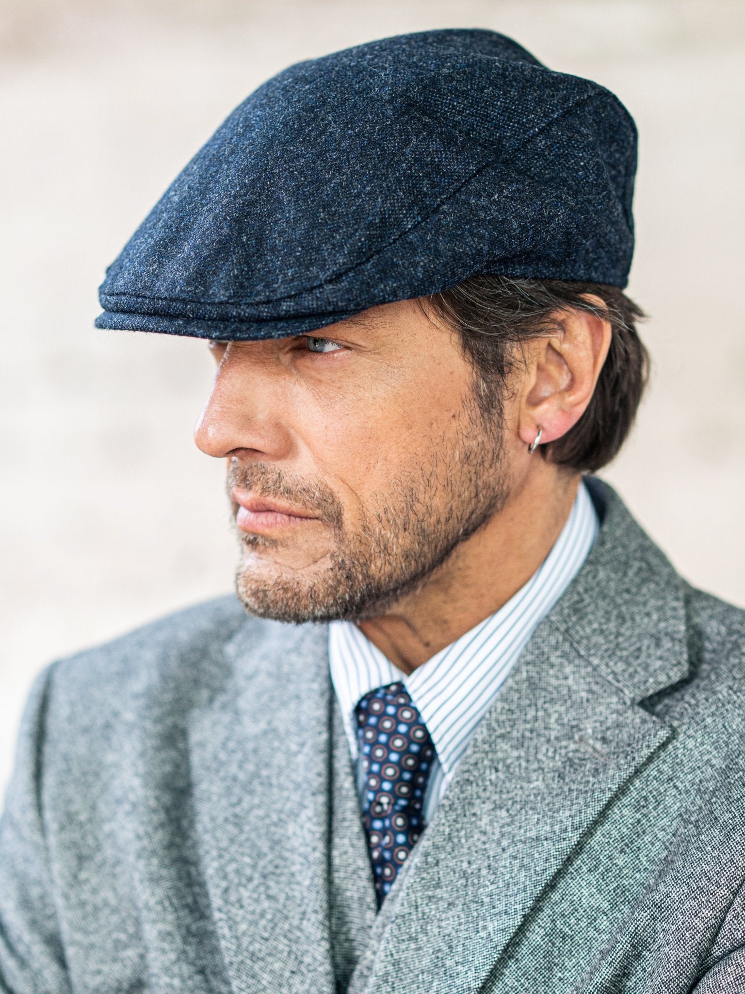 Tweed Cap in blue-melange from Moon tweed | John Crocket| John Crocket ...